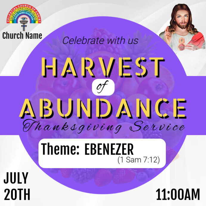 Celestial Church Harvest invitation Card Template | PosterMyWall