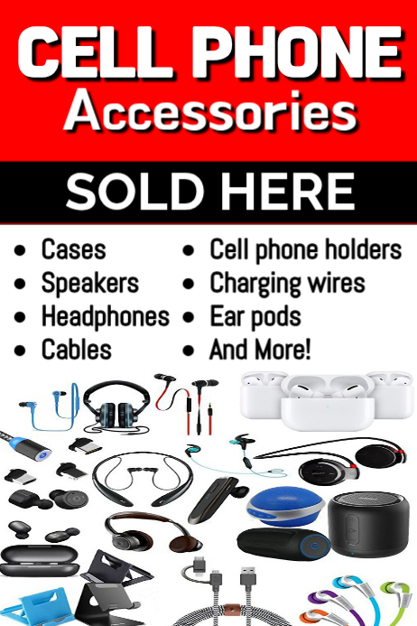 Cell Phone Accessories Sold Her Poster Sign Poster Template | PosterMyWall