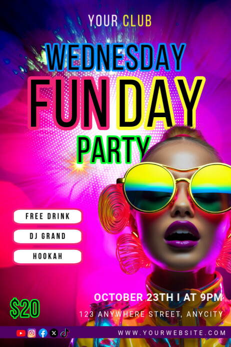Ceria Wednesday Fun Day Party Poster Template | PosterMyWall