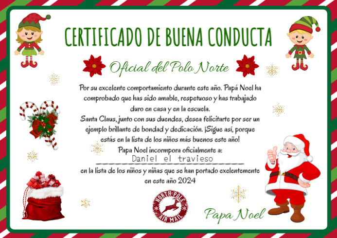 Certificado de buena conducta de santa claus Template | PosterMyWall
