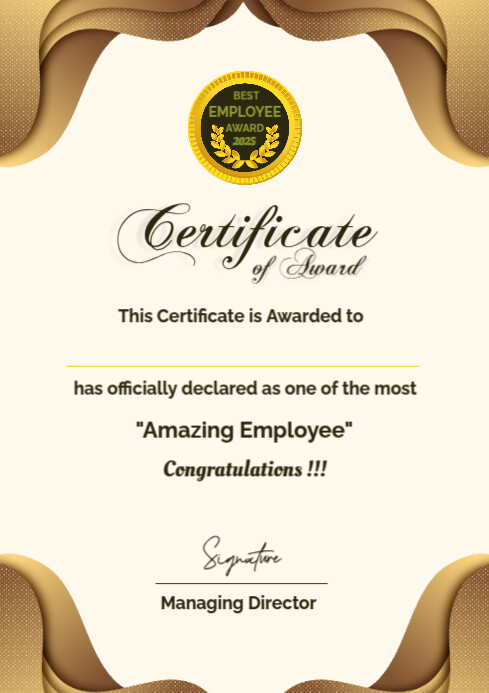 Certificate | Employee Appreciation Award Template | PosterMyWall