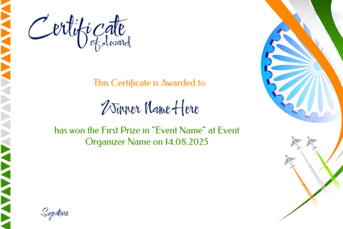 Certificate | Independence Day Event Certificate Template | PosterMyWall