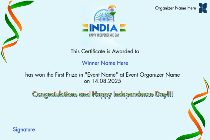 Certificate | Independence Day Event Certificate Template | PosterMyWall