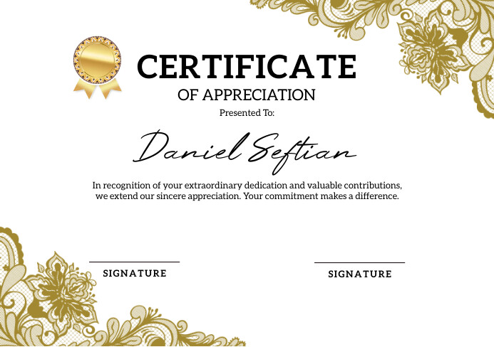 Certificate Af Appreciation Template Golg Whi | PosterMyWall