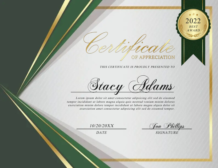 Certificate Award Green Template | PosterMyWall