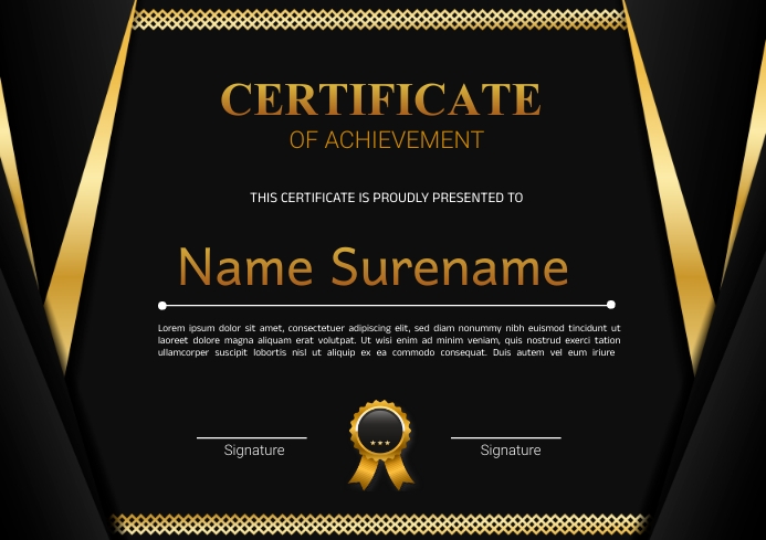 Certificate design template black,gold | PosterMyWall