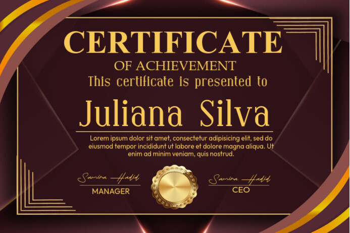 Certificate of a Achievement Template | PosterMyWall
