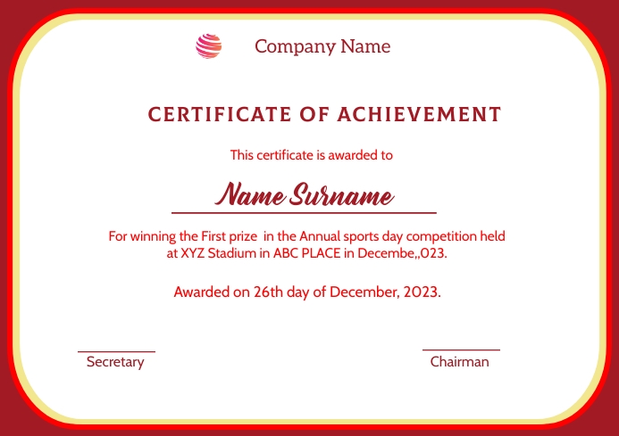 Certificate of achievement 2301a2 Template | PosterMyWall
