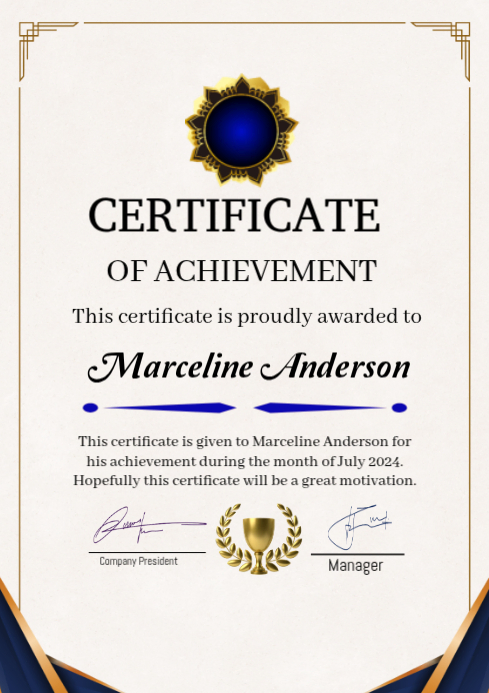Certificate of achievement award Template | PosterMyWall