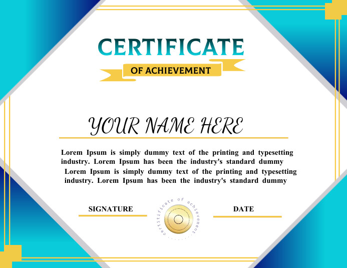 Certificate of achievement Template | PosterMyWall