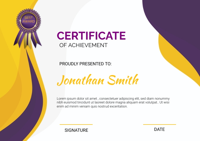 CERTIFICATE OF ACHIEVEMENT Template | PosterMyWall