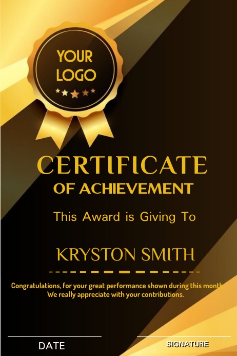 Certificate of achievement Template | PosterMyWall