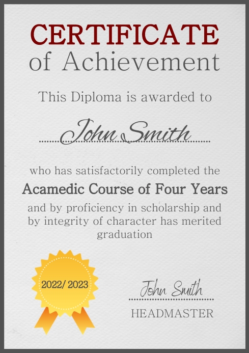 Certificate of Achievement Diploma Elegant Template | PosterMyWall