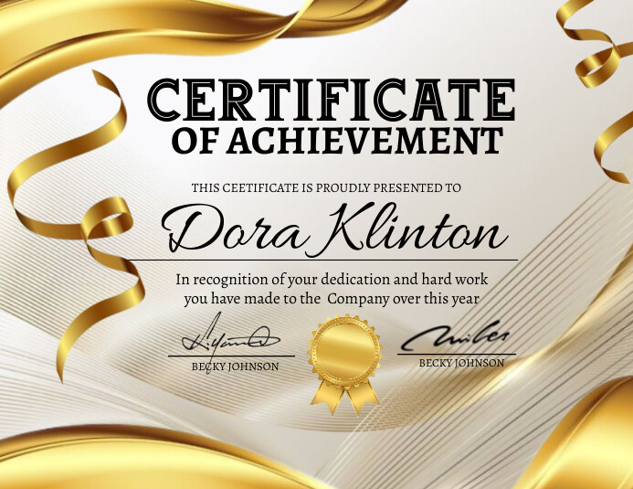 Certificate of achievement flyer gold letter Template | PosterMyWall