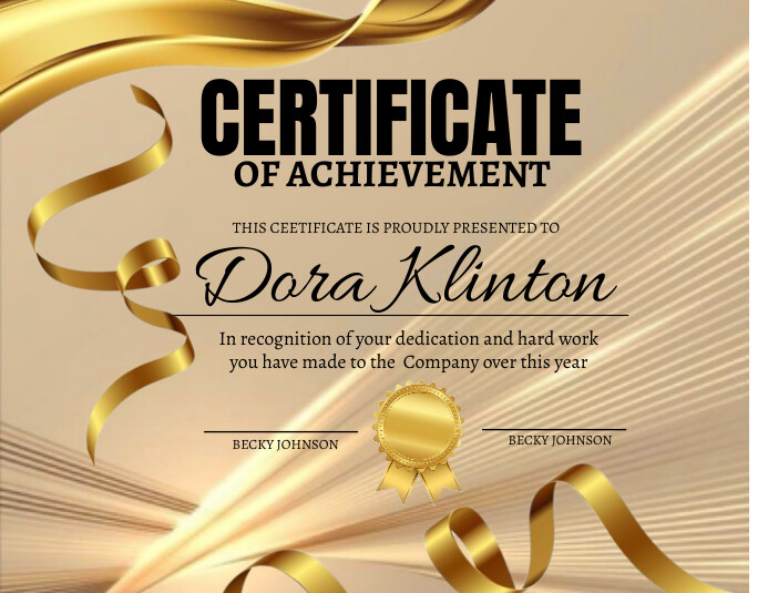Certificate of achievement gold flyer (Us Let เทมเพลต | PosterMyWall