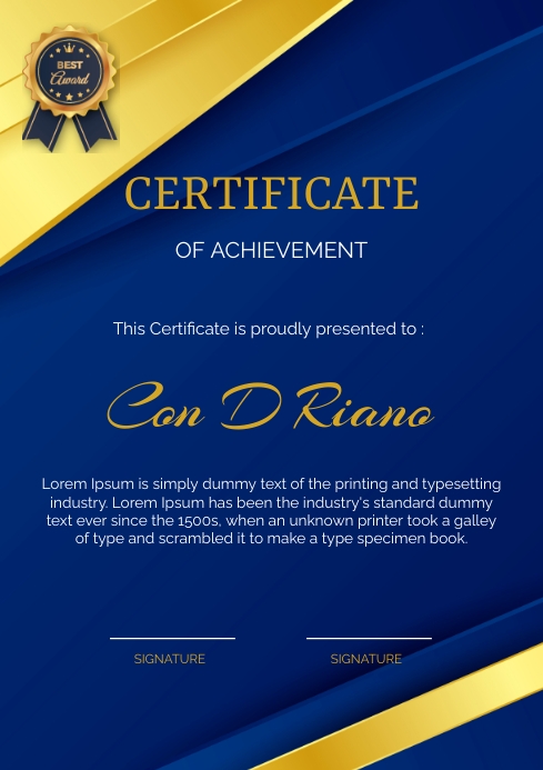 Copy of CERTIFICATE OF ACHIEVEMENT TEMPLATE | PosterMyWall