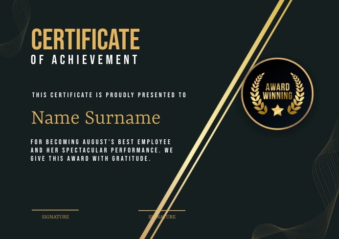 CERTIFICATE OF ACHIEVEMENT TEMPLATE | PosterMyWall