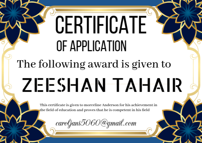Certificate of application award Template | PosterMyWall