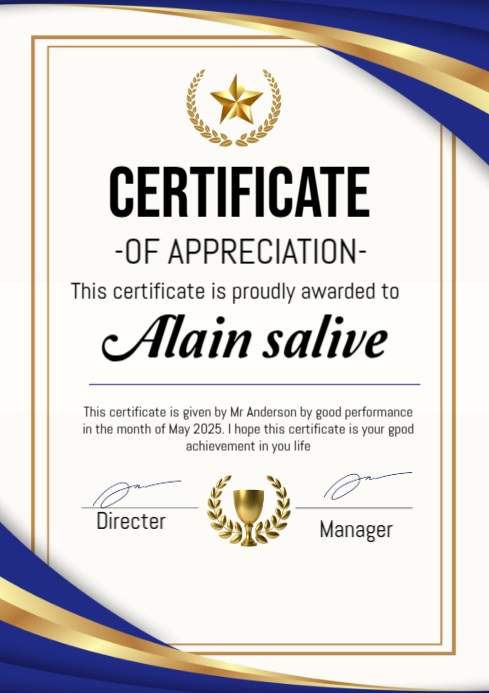 Certificate of application award Template | PosterMyWall