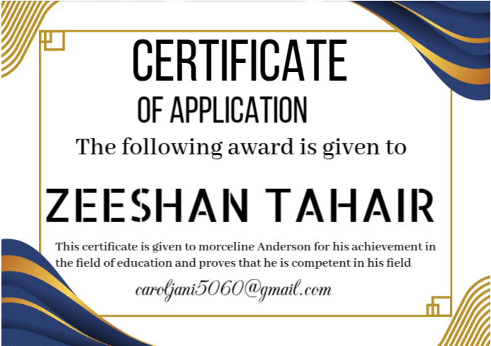 Certificate of application award template | PosterMyWall