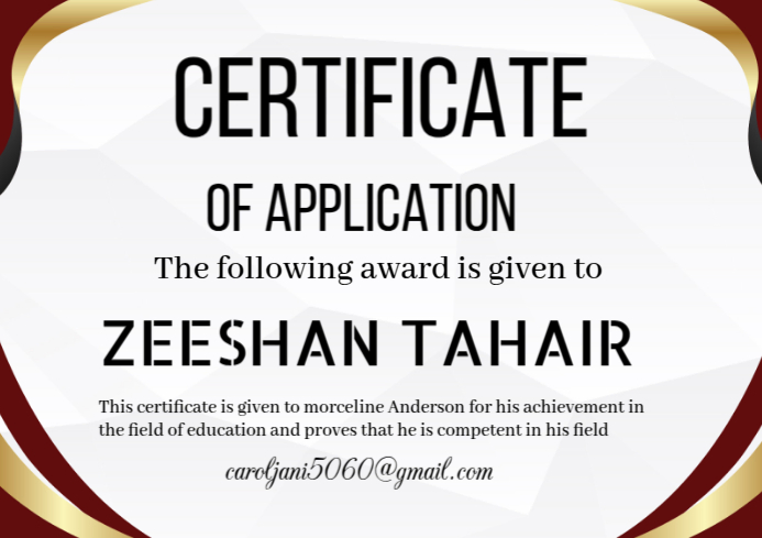 Certificate of application award template | PosterMyWall