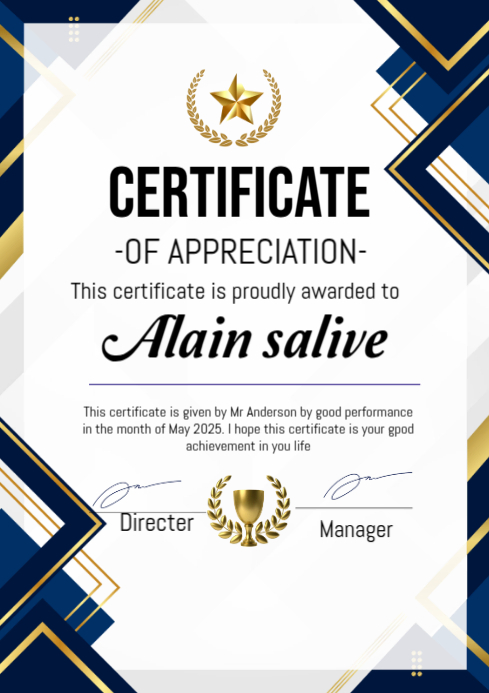 Certificate of application award template | PosterMyWall