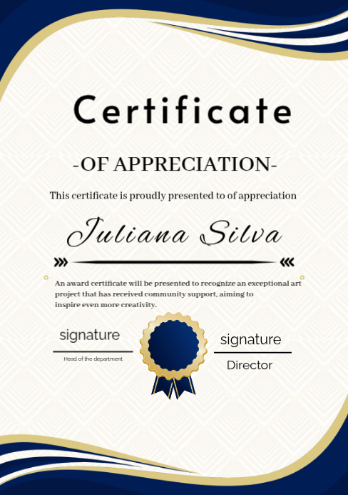 Certificate of appreciation 2025 Template | PosterMyWall