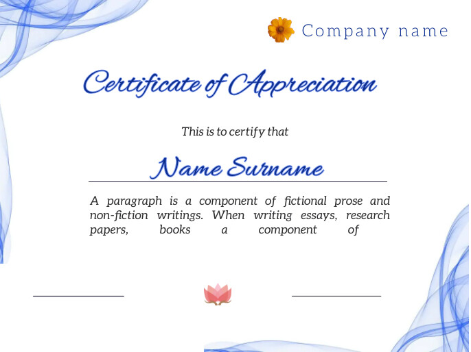 Plantilla De Certificate Of Appreciation 24 4 B4 Postermywall