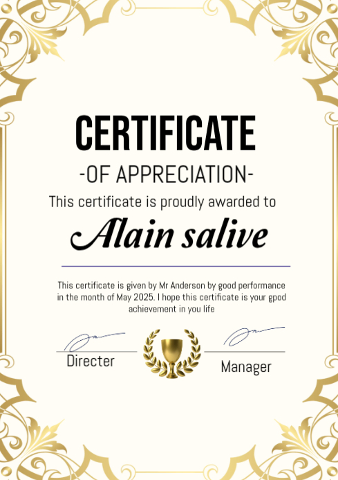 Certificate of appreciation award Template | PosterMyWall