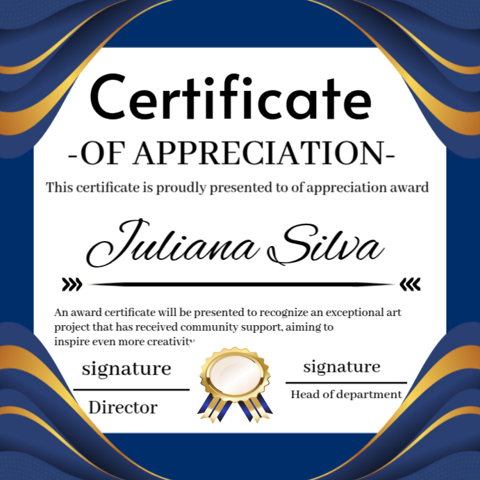 Certificate of appreciation award Template | PosterMyWall