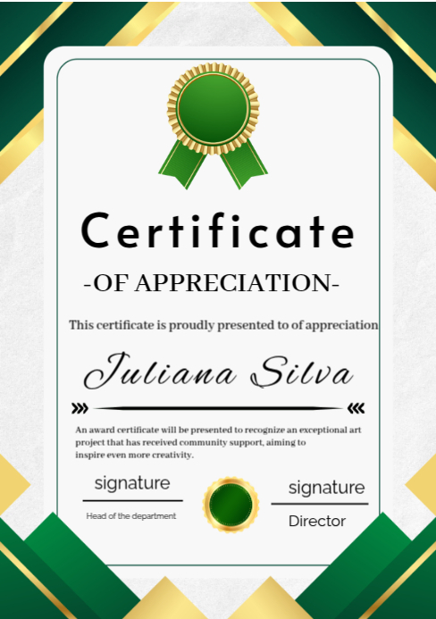 Certificate of appreciation award Template | PosterMyWall