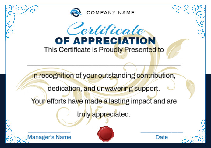 Certificate of Appreciation Design Template | PosterMyWall