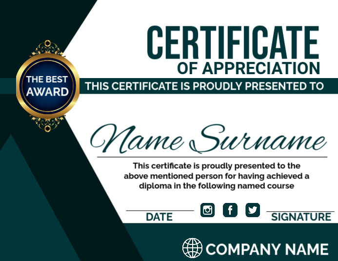 certificate of appreciation flyer template | PosterMyWall