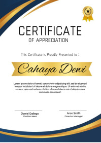 Certificate of Appreciation Yellow Template | PosterMyWall