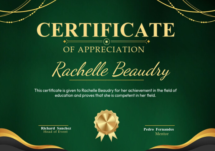 Copy of Certificate of Appreciation Green | PosterMyWall