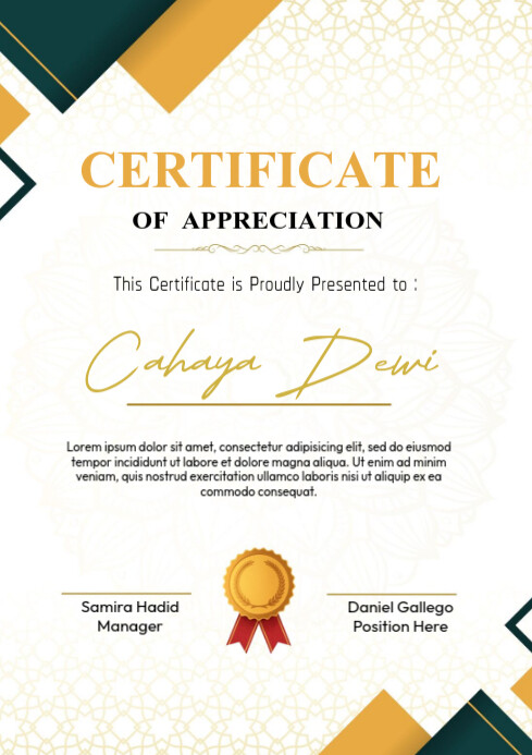 Certificate of Appreciation Yellow Template | PosterMyWall