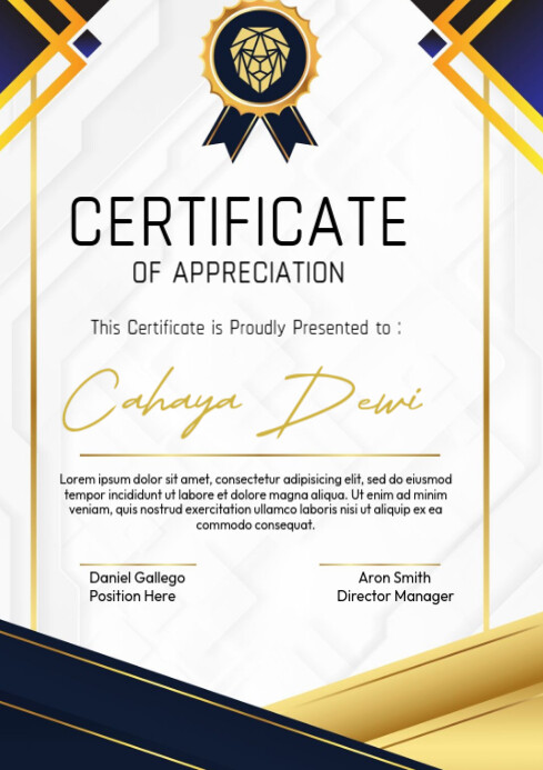 Certificate of Appreciation Yellow Template | PosterMyWall