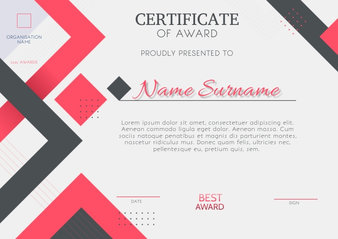 certificate of award Template | PosterMyWall