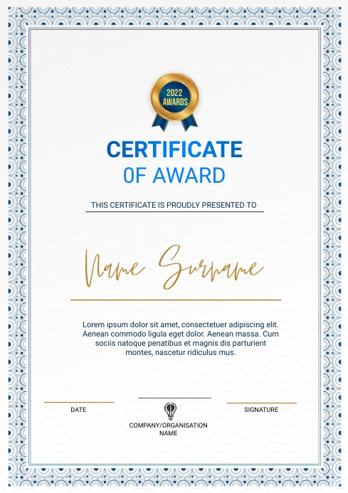 Copy of certificate of award | PosterMyWall