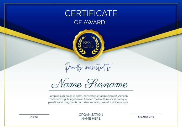 certificate of award Template | PosterMyWall