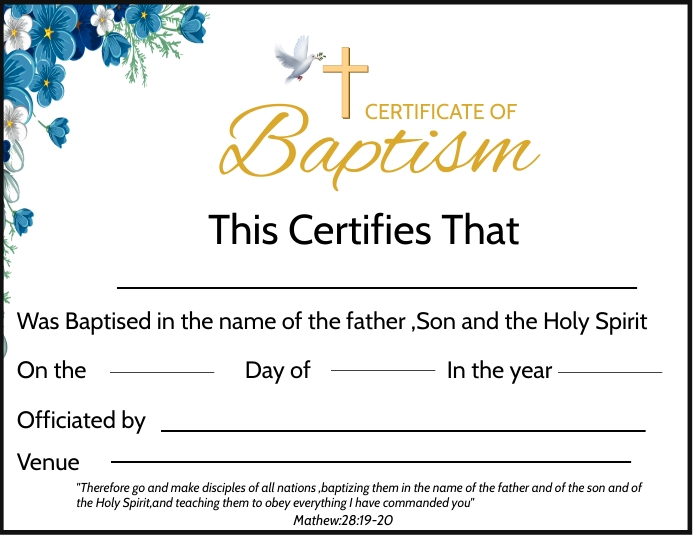 Editable Printable Baptism Certificates Blank Bohemian Baby Baptism