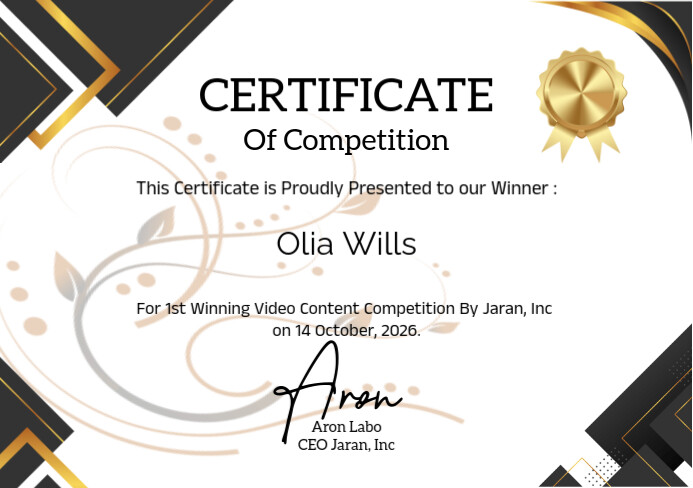 Copy of CERTIFICATE OF COMPETITION | PosterMyWall