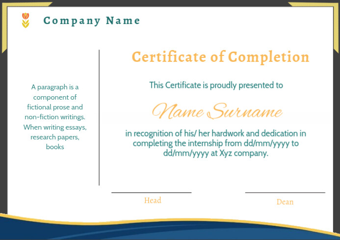 certificate of completion 4 25 c Template | PosterMyWall