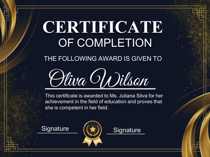Certificate of completion Template | PosterMyWall