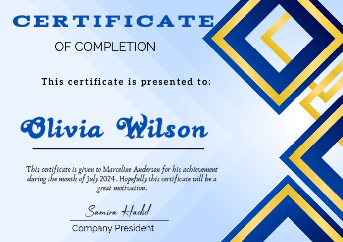 Copy of CERTIFICATE OF COMPLETION | PosterMyWall