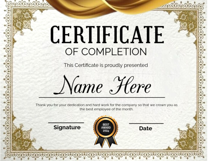 Copy of Certificate of Completion gold flyer (Us letter) | PosterMyWall