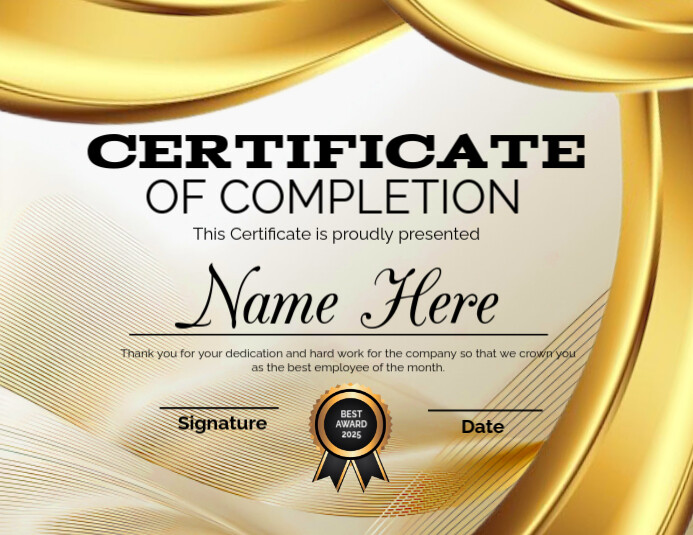 Copy of Certificate of completion gold flyer (us letter) | PosterMyWall