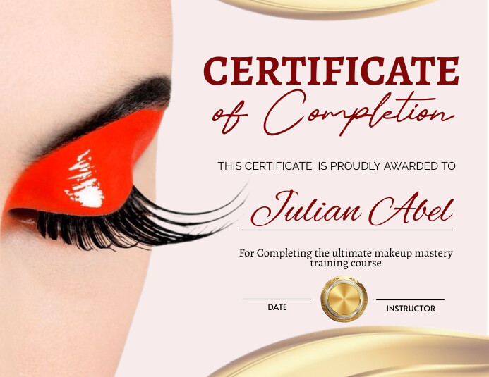 Certificate of Completion Pink Flyer Template | PosterMyWall