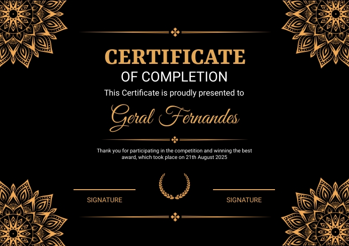 Plantilla de CERTIFICATE OF COMPLETION TEMPLATE | PosterMyWall