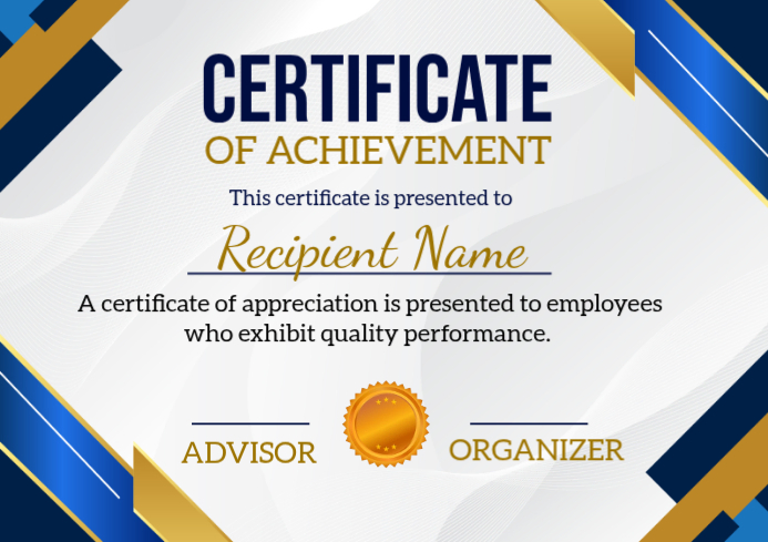 Certificate Of Employee Of The Year Achievement Template | PosterMyWall